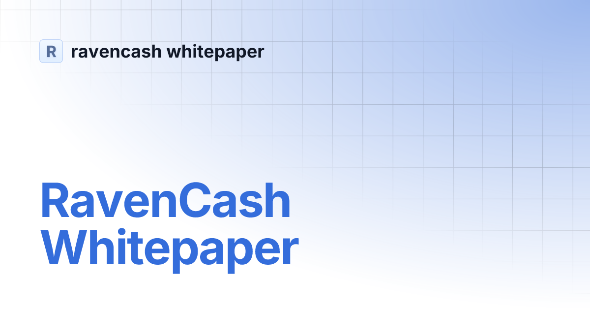 RavenCash Whitepaper | ravencash whitepaper